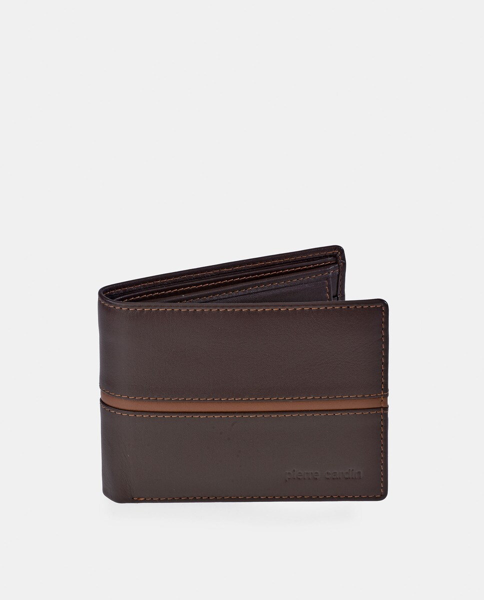 Americano Pierre Cardin en piel color negro/burdeos con monedero ...