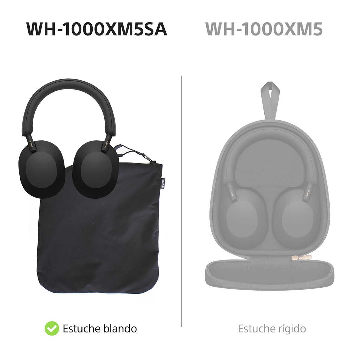 Sony WH-1000XM5 Bluetooth Auriculares de diadema Cancelación de ruido, Estuche Blando, 30 horas ...