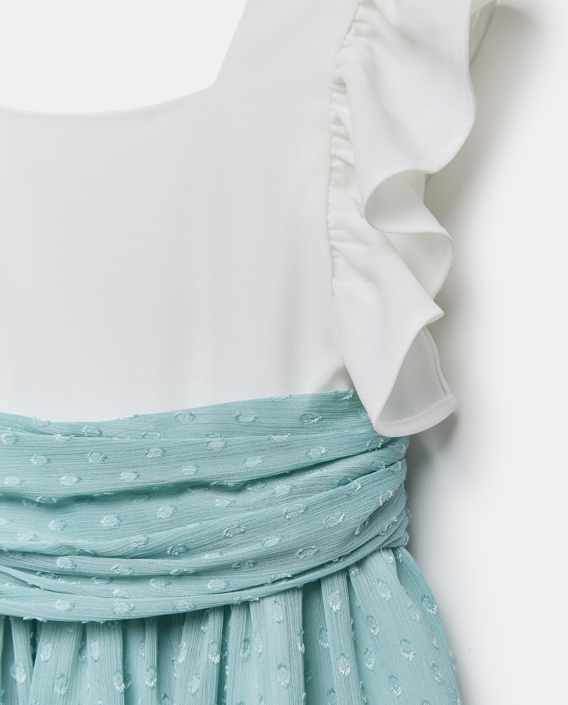 Vestido arras de niña sin mangas liso combinado Blanco / Verde · El ...