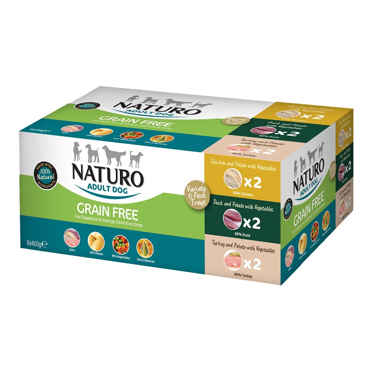 Comida húmeda para perros adultos Naturo pack paté multisabores grain ...