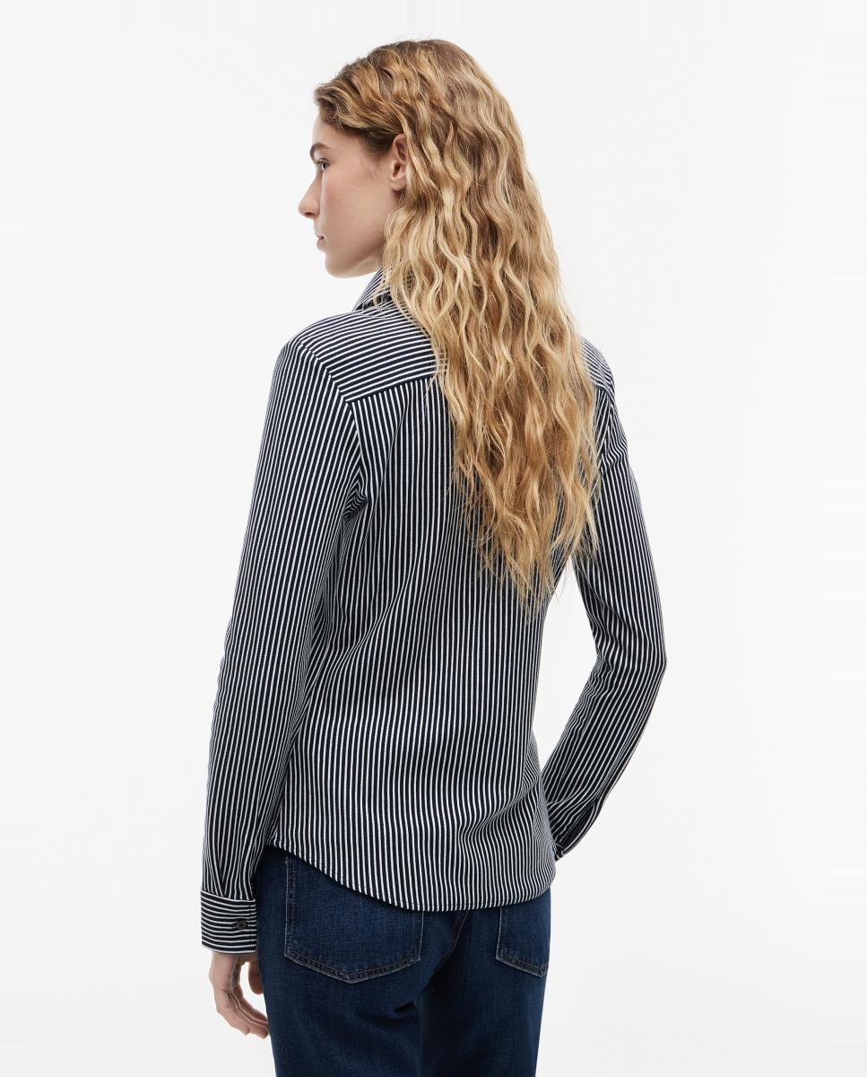 Camisa de mujer silueta slim de piqué Azul marino Tommy Hilfiger · El ...