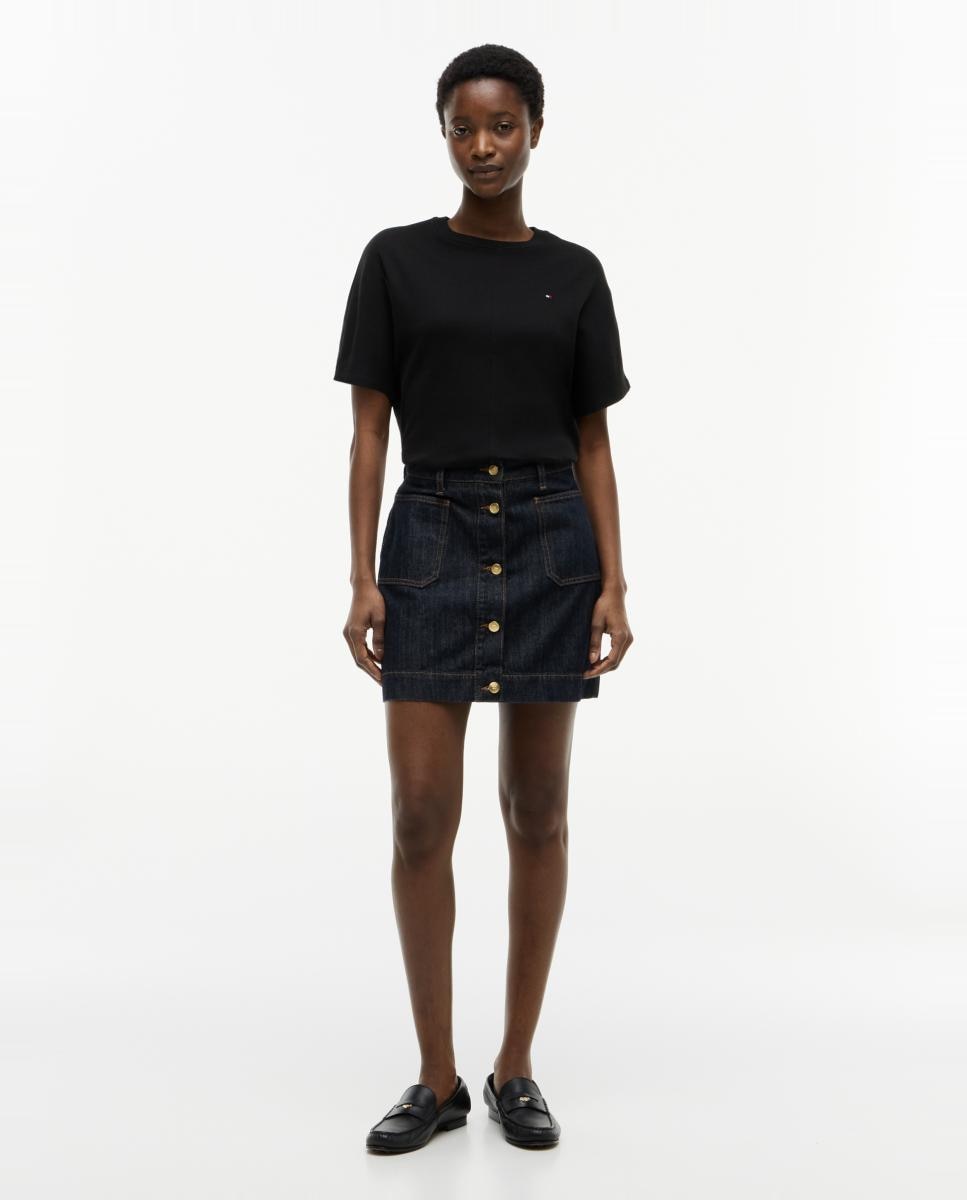 Falda vaquera corta de silueta recta y tiro alto Azul Tommy Hilfiger ...