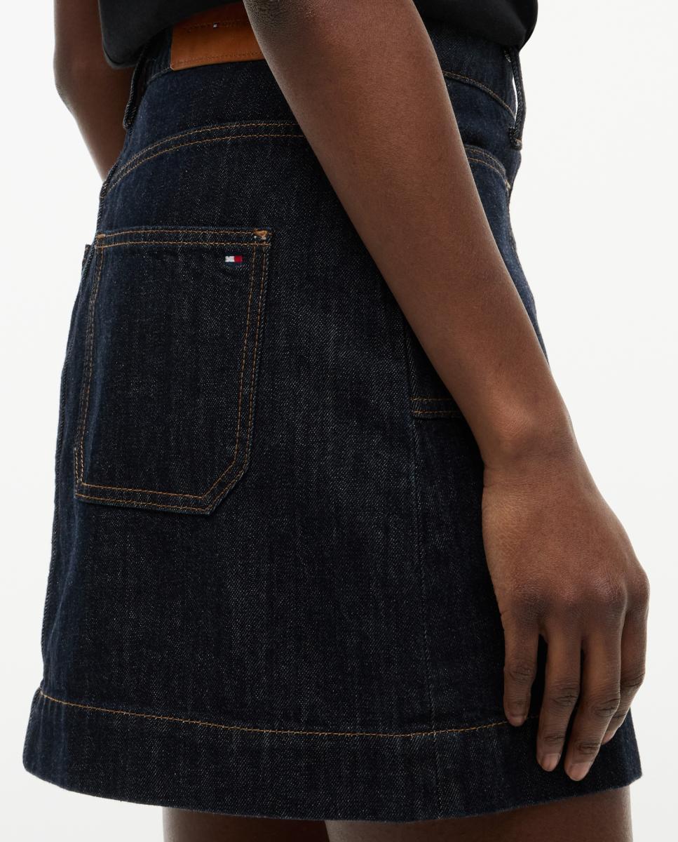 Falda vaquera corta de silueta recta y tiro alto Azul Tommy Hilfiger ...