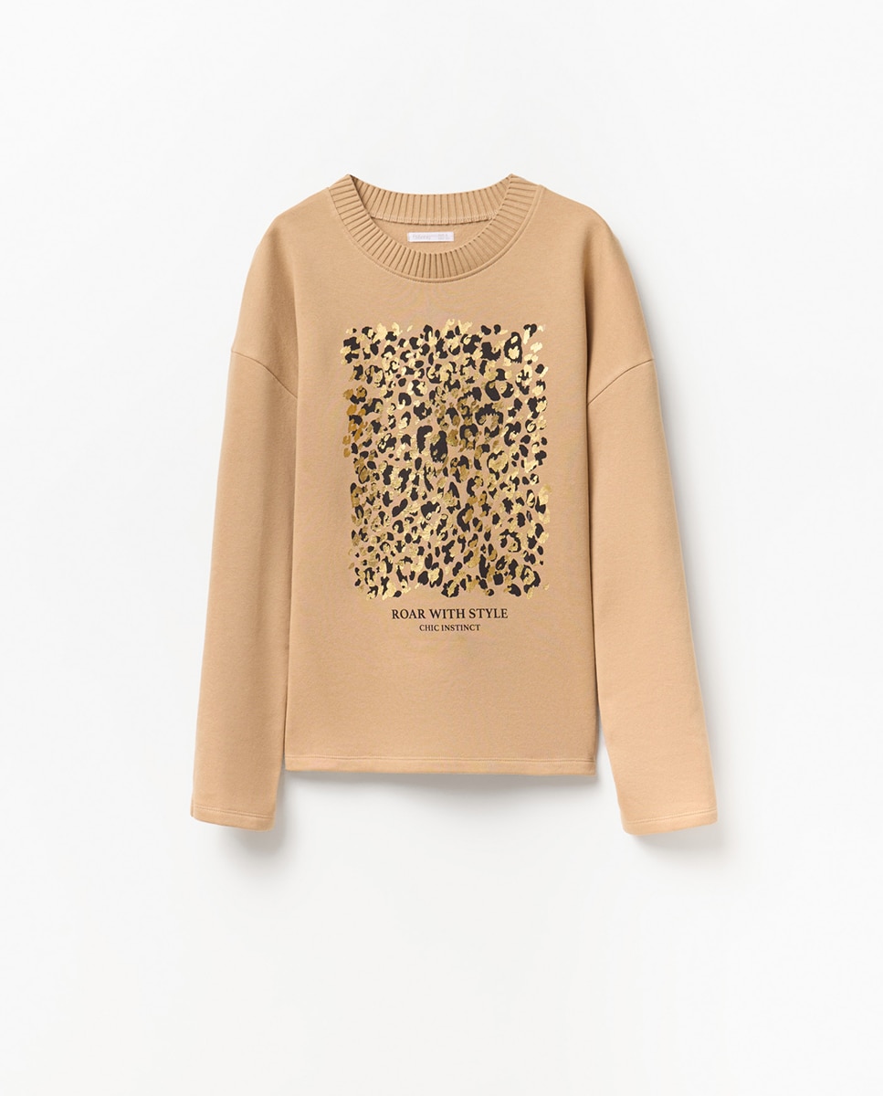 Sudadera rib básica Marrón claro Sfera · El Corte Inglés