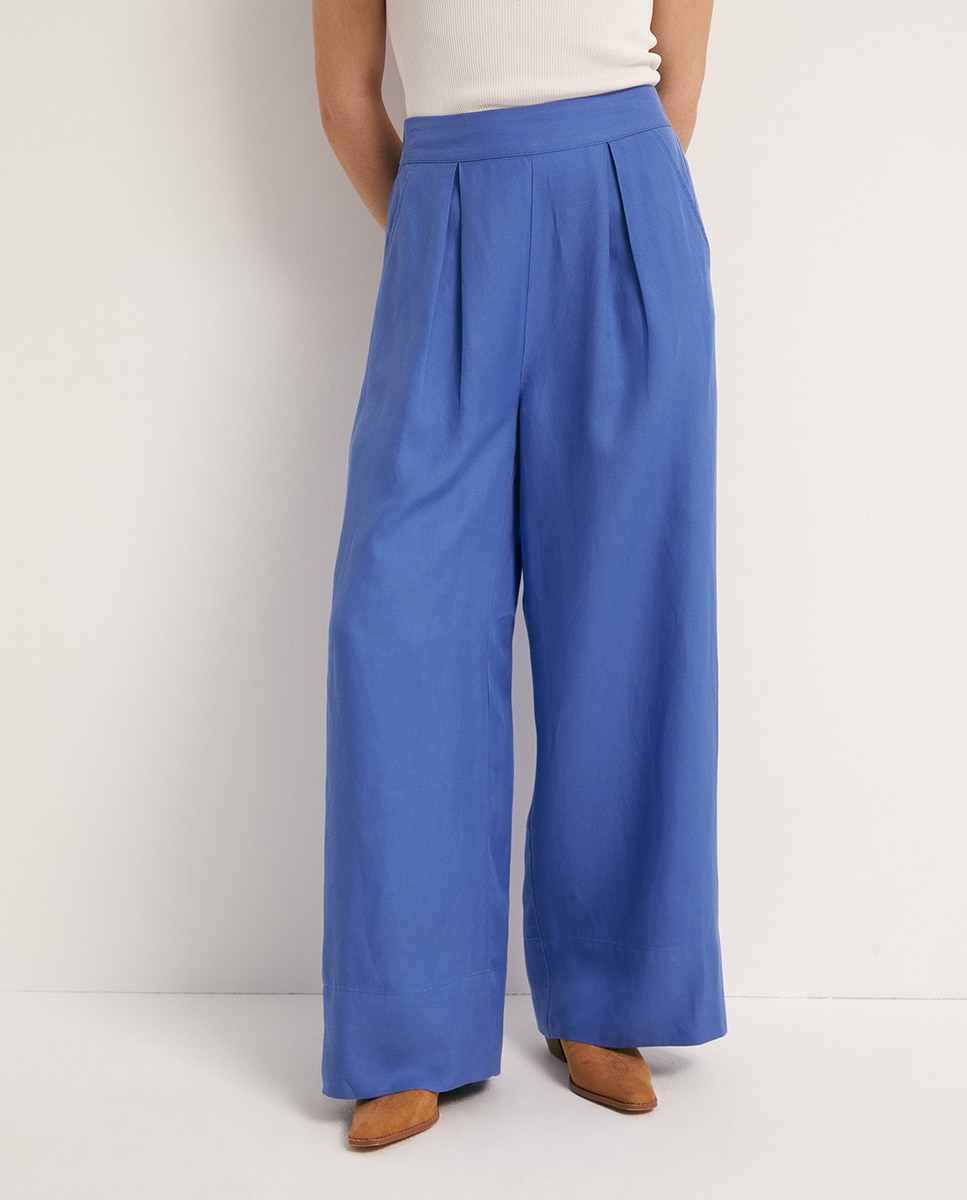 Pantalón lino vestir Azul Sfera · El Corte Inglés