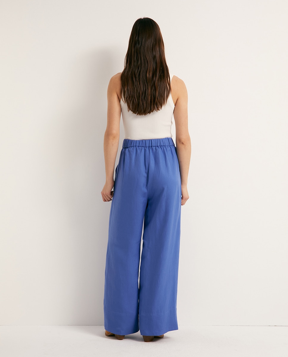 Pantalón lino vestir Azul Sfera · El Corte Inglés
