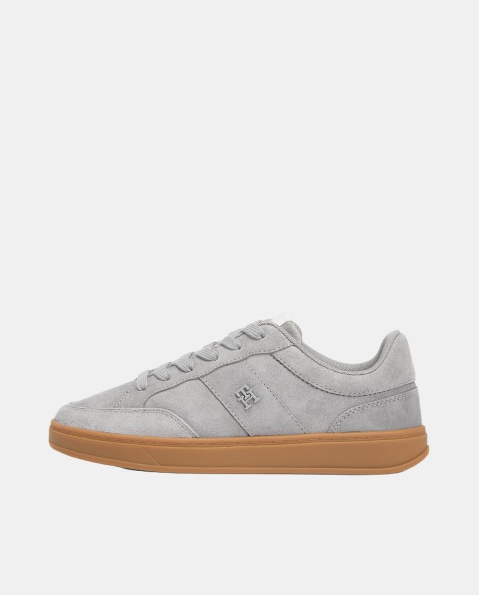 Tenis casuales grises con suela de goma color café Gris Tommy Hilfiger ...