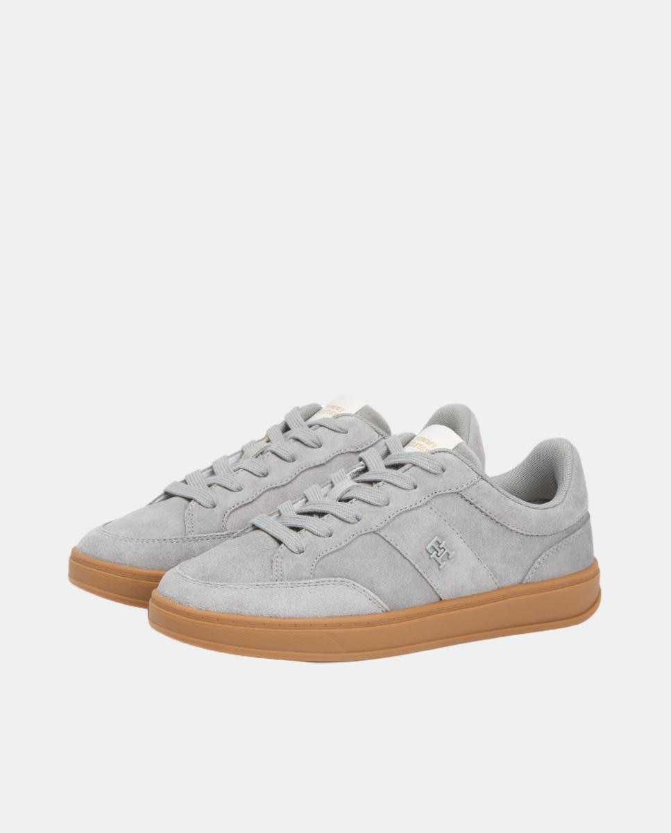 Tenis casuales grises con suela de goma color café Gris Tommy Hilfiger ...