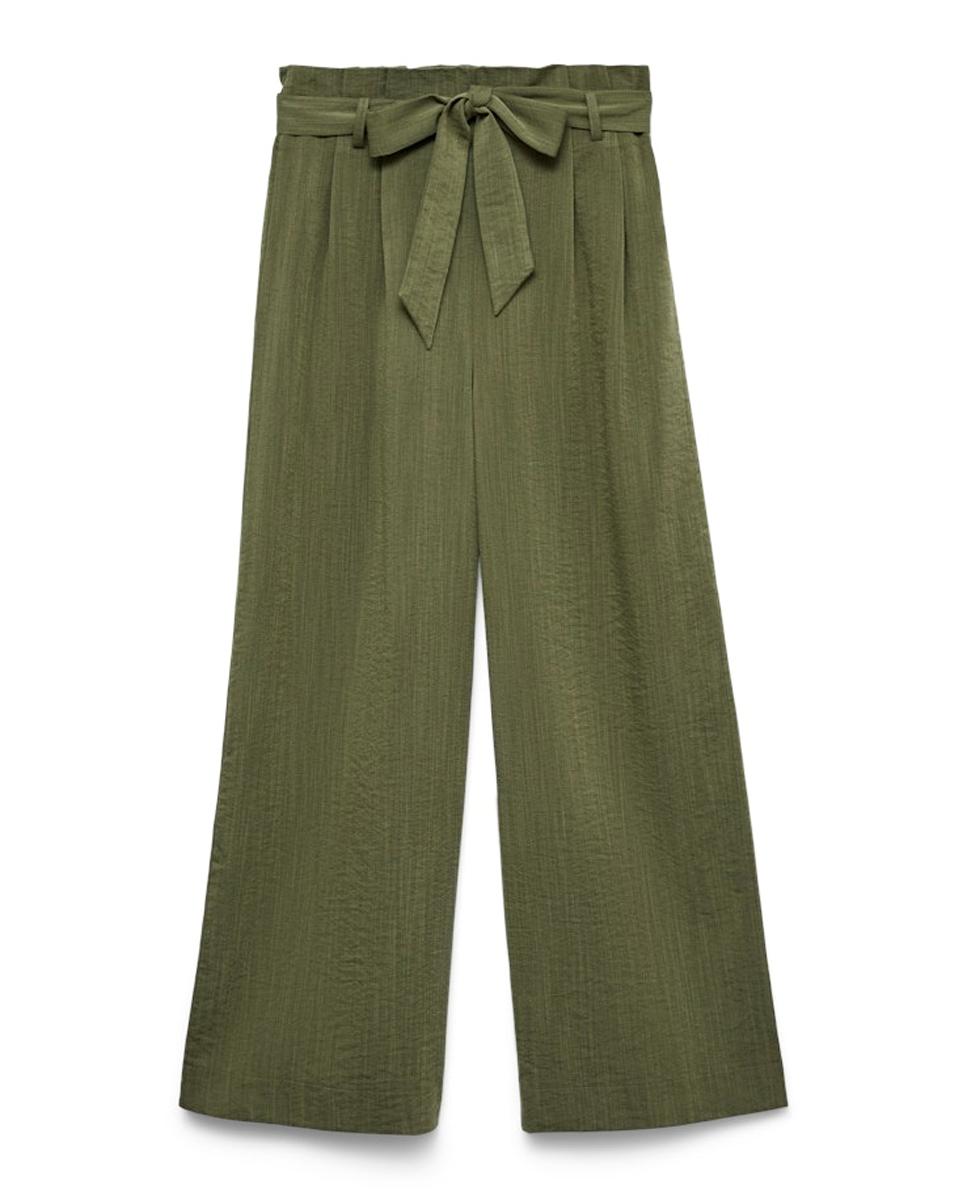 Pantalón de mujer cintura fruncida con lazo Negro Vero Moda · El Corte ...