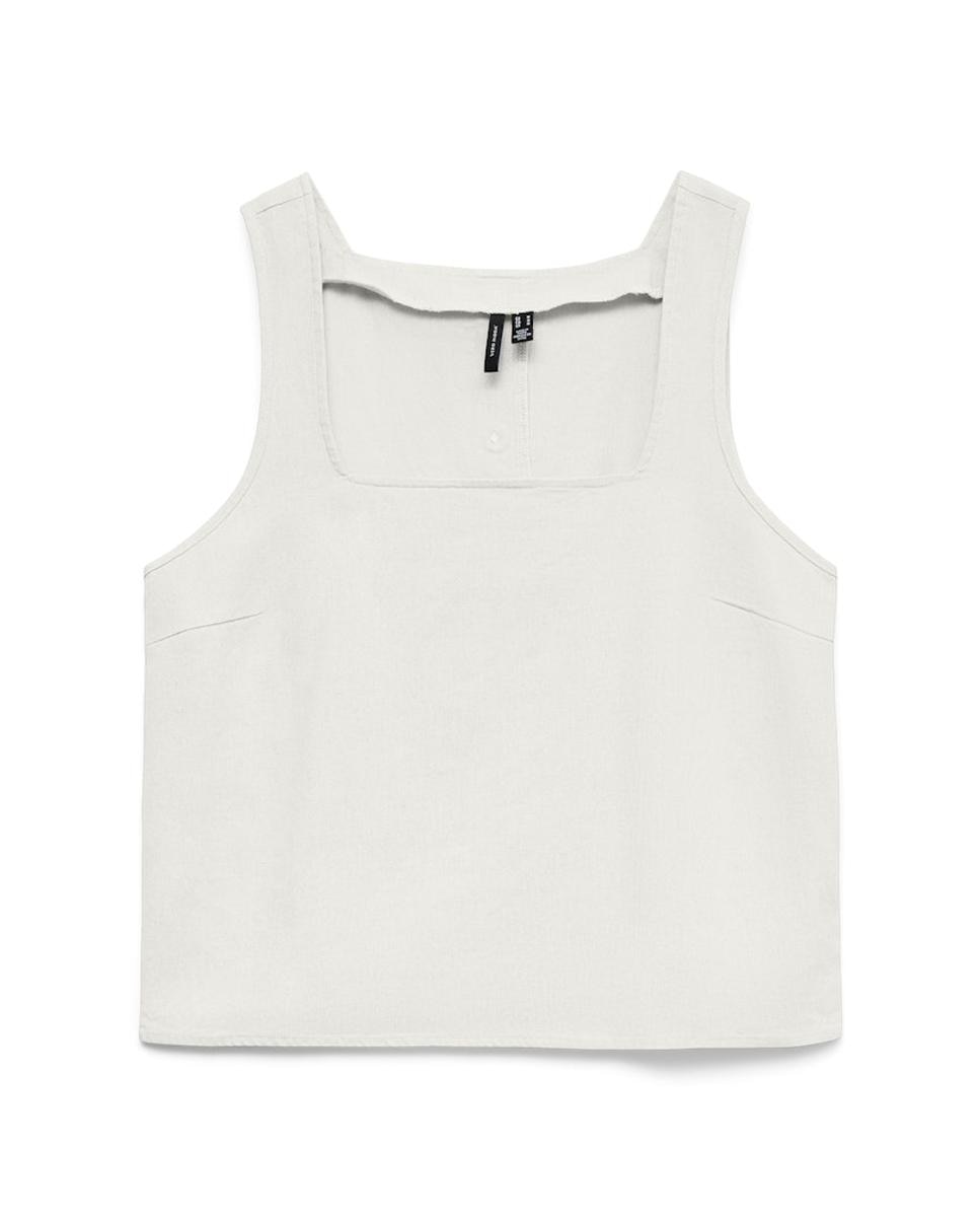 Top cropped de mujer tejido lino Blanco Vero Moda · El Corte Inglés