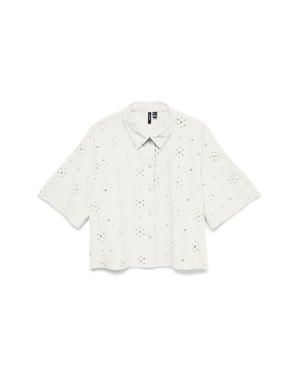 Camisa cropped de mujer con bordados Blanco Vero Moda · El Corte Inglés