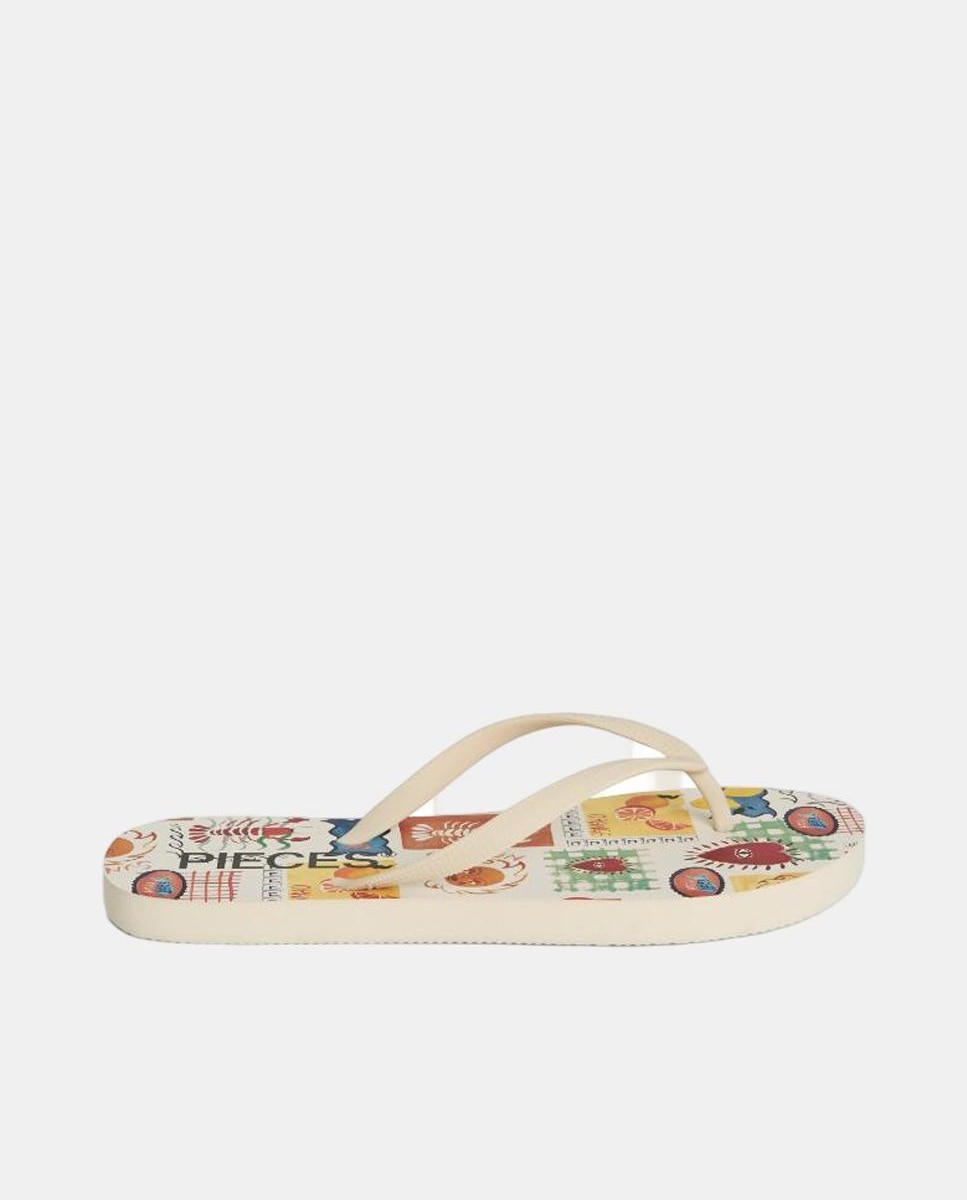 Chancla con print de corazones de mujer Crema Pieces · El Corte Inglés