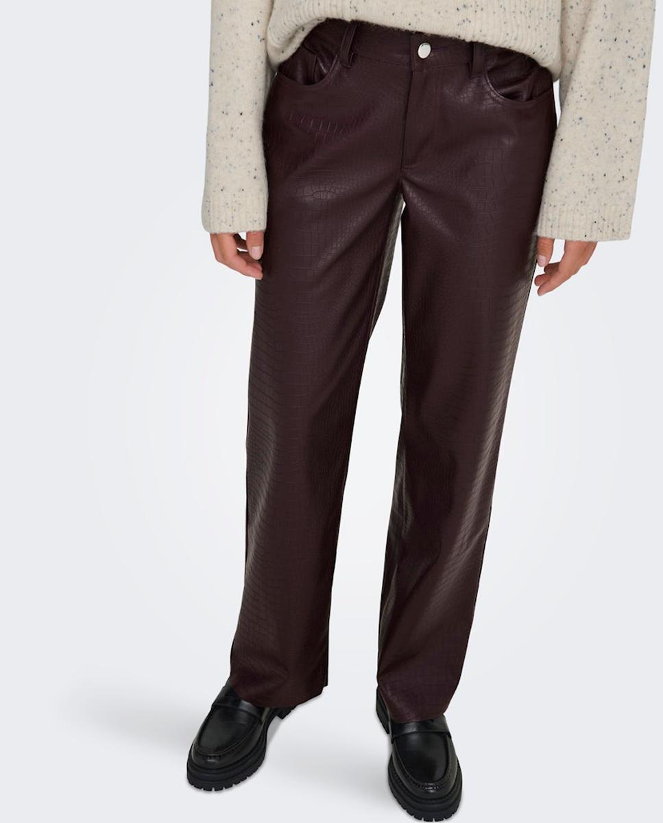 Pantalón de mujer largo de corte recto Burdeos jdy · El Corte Inglés