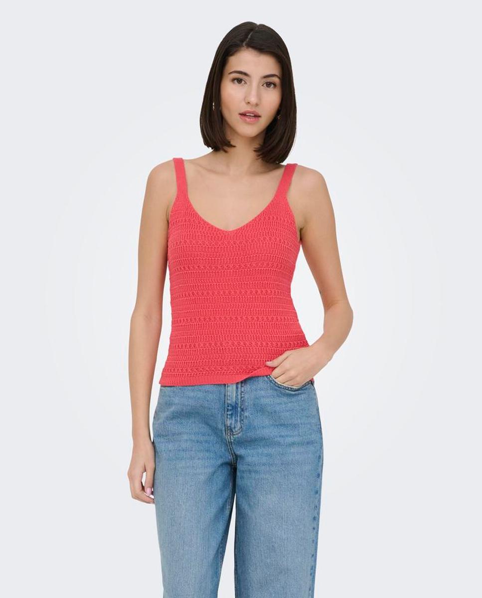 Top de punto de mujer tirantes con cuello pico Rosa jdy · El Corte Inglés