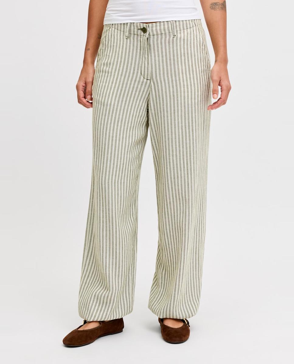 Pantalón recto de lino estampado de mujer Verde Jack & Jones · El Corte ...