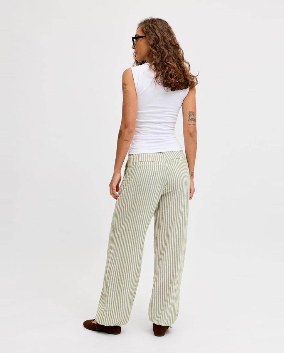 Pantalón recto de lino estampado de mujer Verde Jack & Jones · El Corte ...