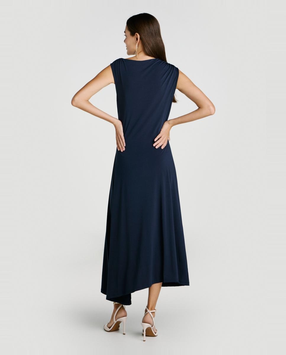 Vestido midi con drapeado lateral Azul marino Vila · El Corte Inglés