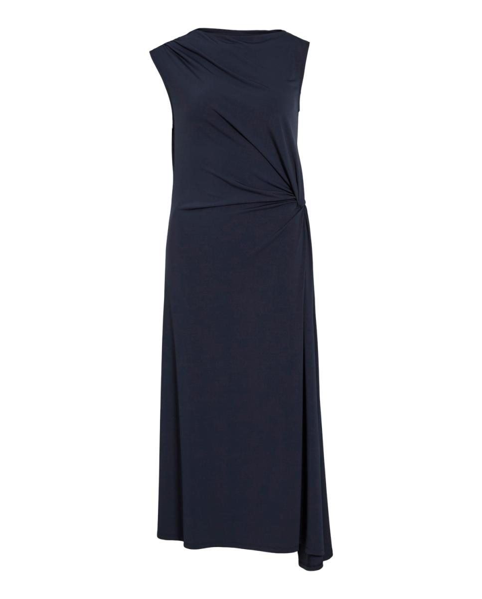 Vestido midi con drapeado lateral Azul marino Vila · El Corte Inglés