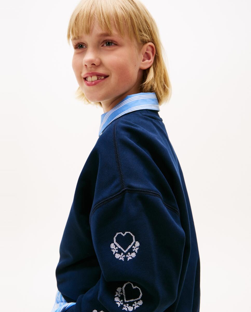 Sudadera de niña con logos de corazón · Tommy Hilfiger · El Corte Inglés