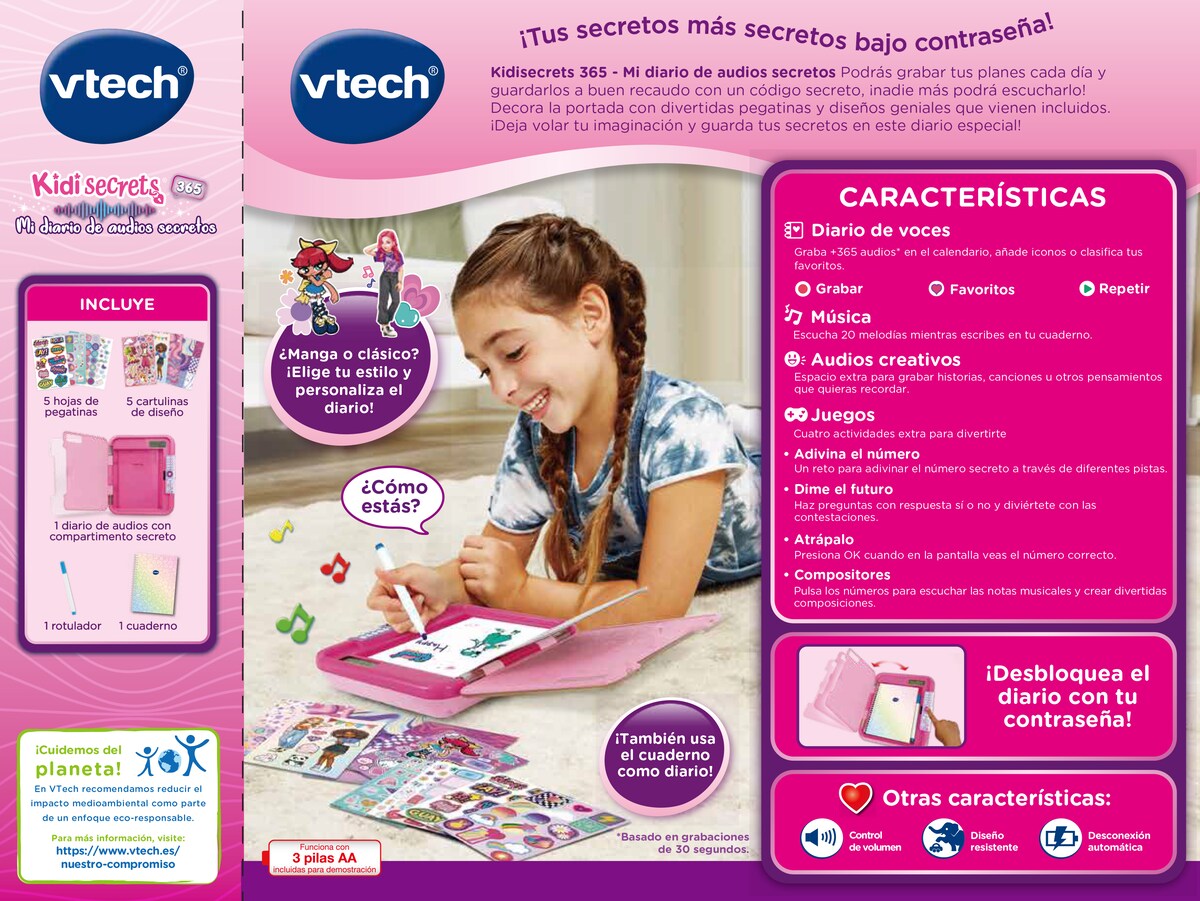 Diario interactivo personalizable Vtech · VTech · El Corte Inglés