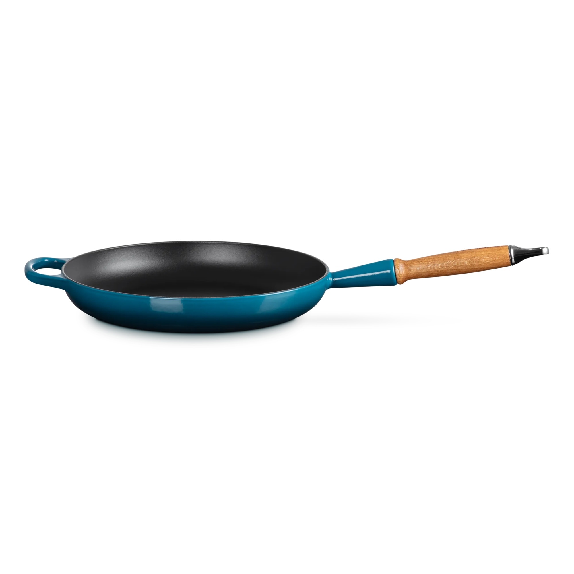 Sartén baja con mango de madera hierro fundido Le Creuset Azul verdoso ...