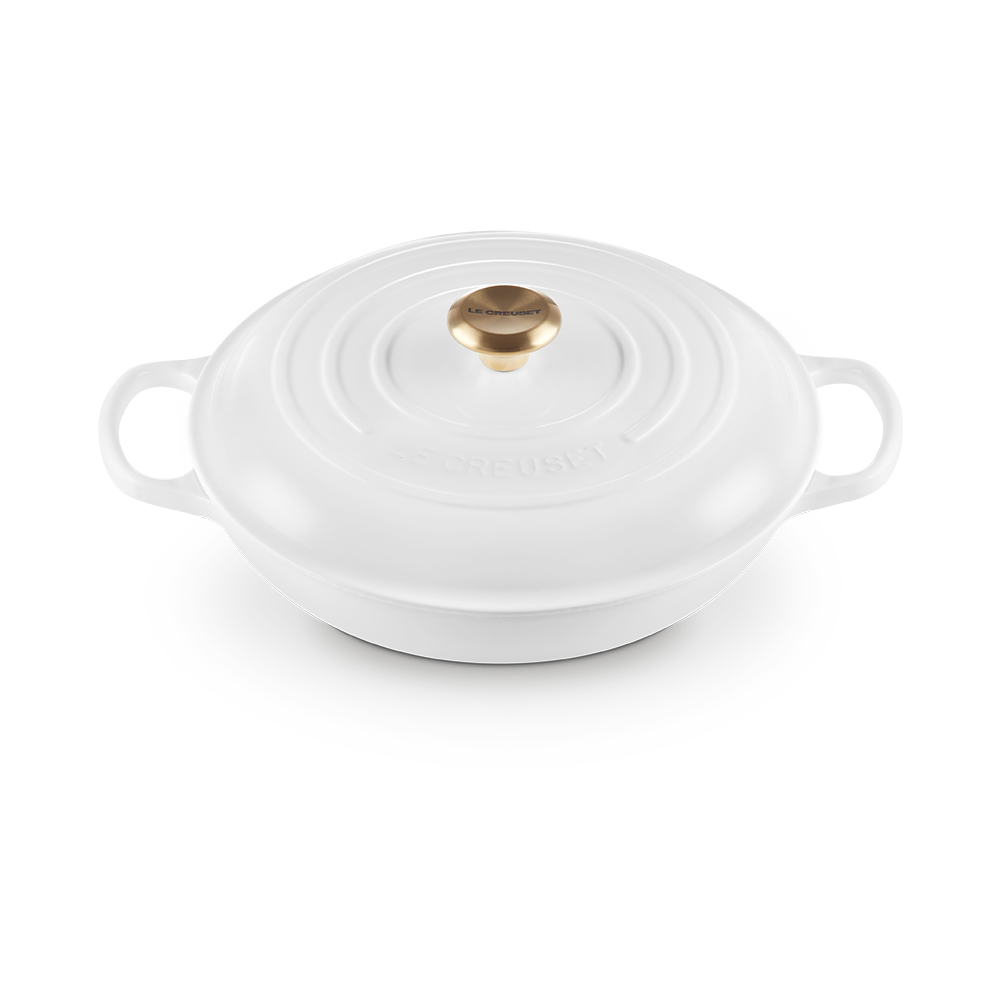 Cacerola baja de hierro fundido Le Creuset Blanco Cacerola de 29 cm ...