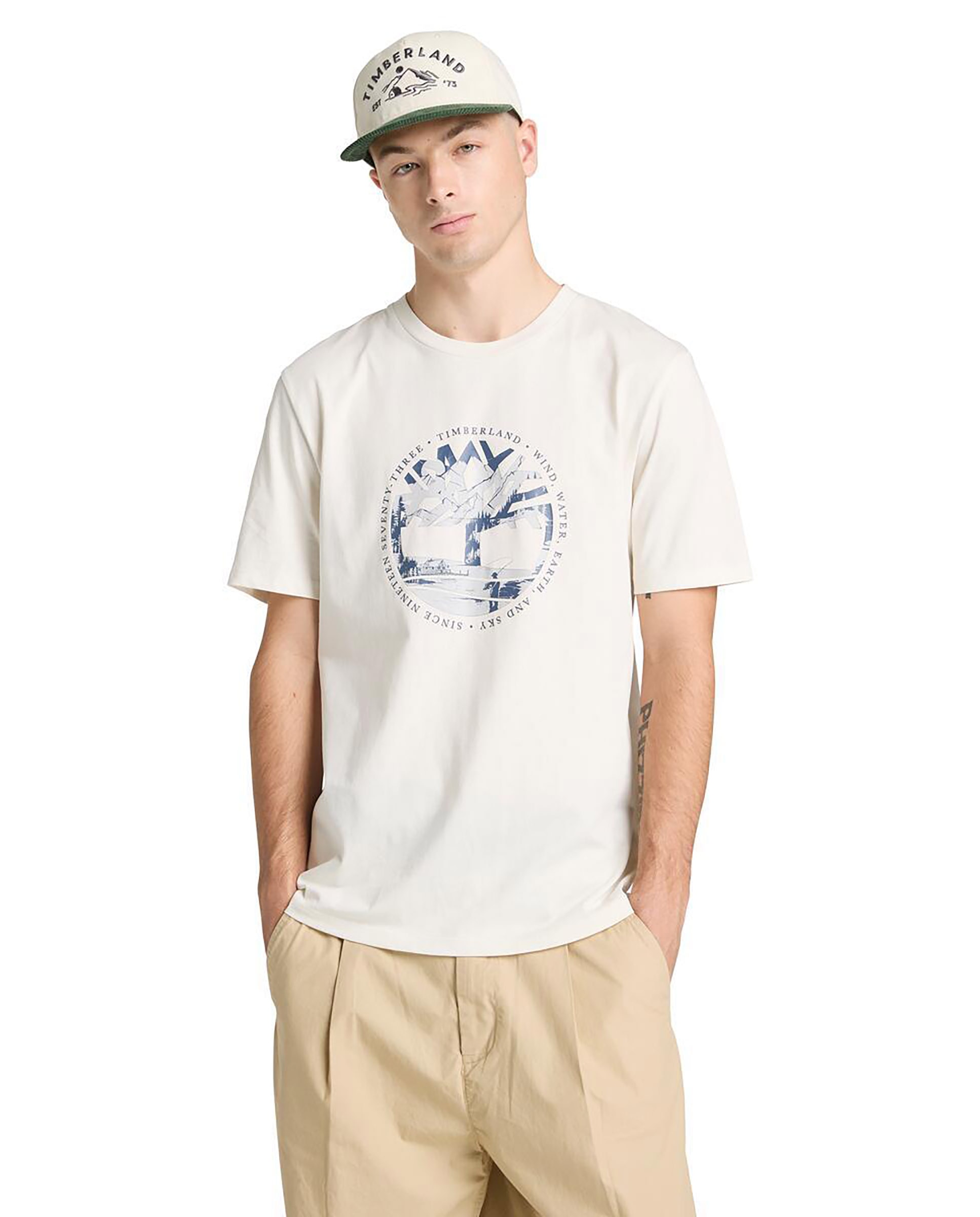 Camiseta de manga corta de hombre logo frontal regular fit Blanco roto ...