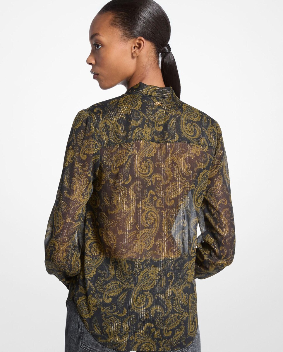 Blusa de georgette estampada con lazada en el cuello · Michael Michael ...