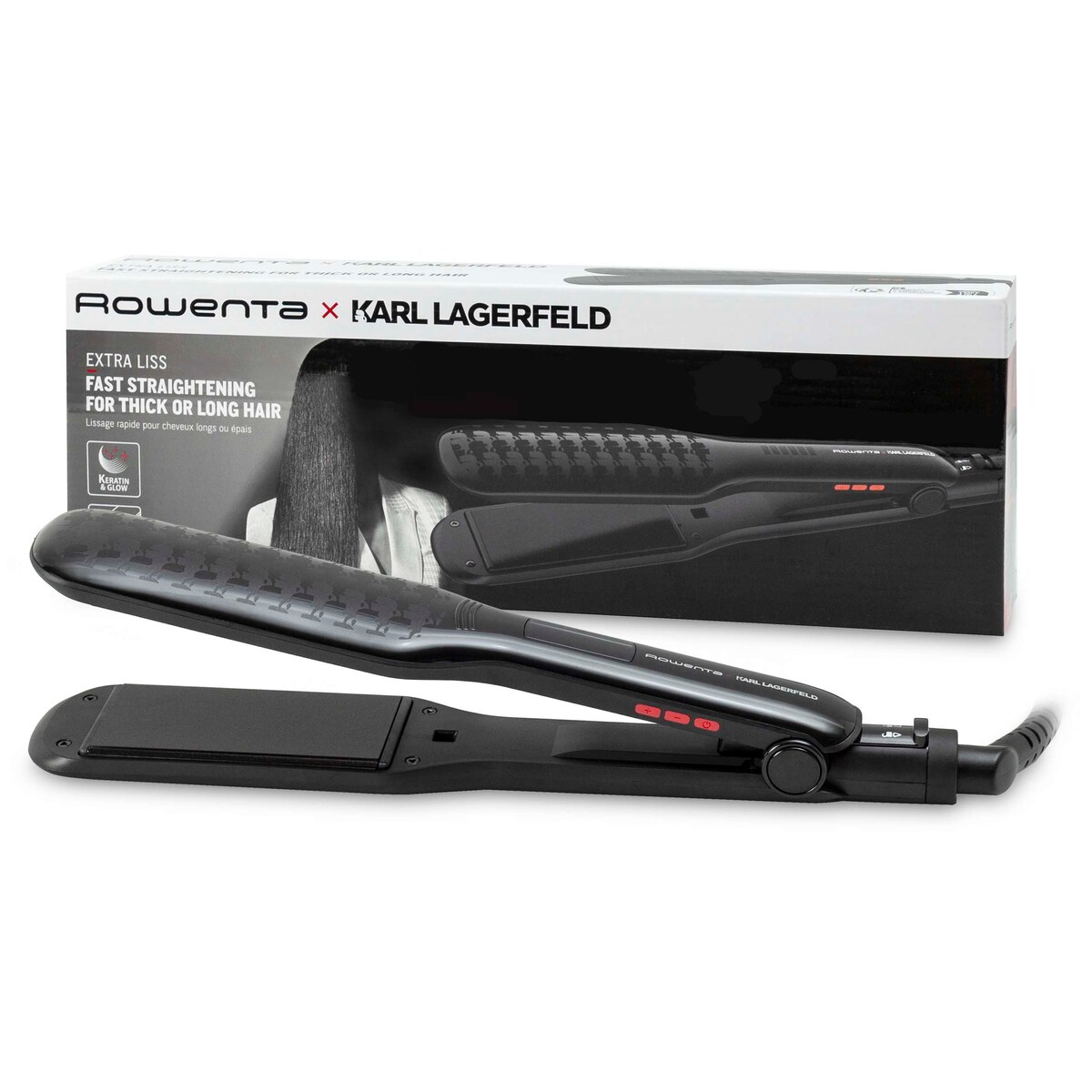 Plancha de pelo Rowenta x Karl Lagerfeld SF411 Extra Liss, placas extra ...