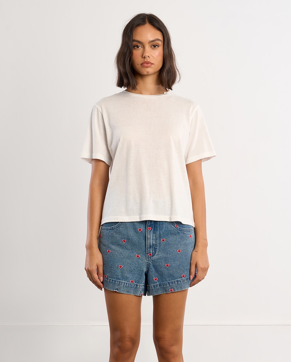 Camisa de manga corta básica Crudo Lili Sidonio · El Corte Inglés