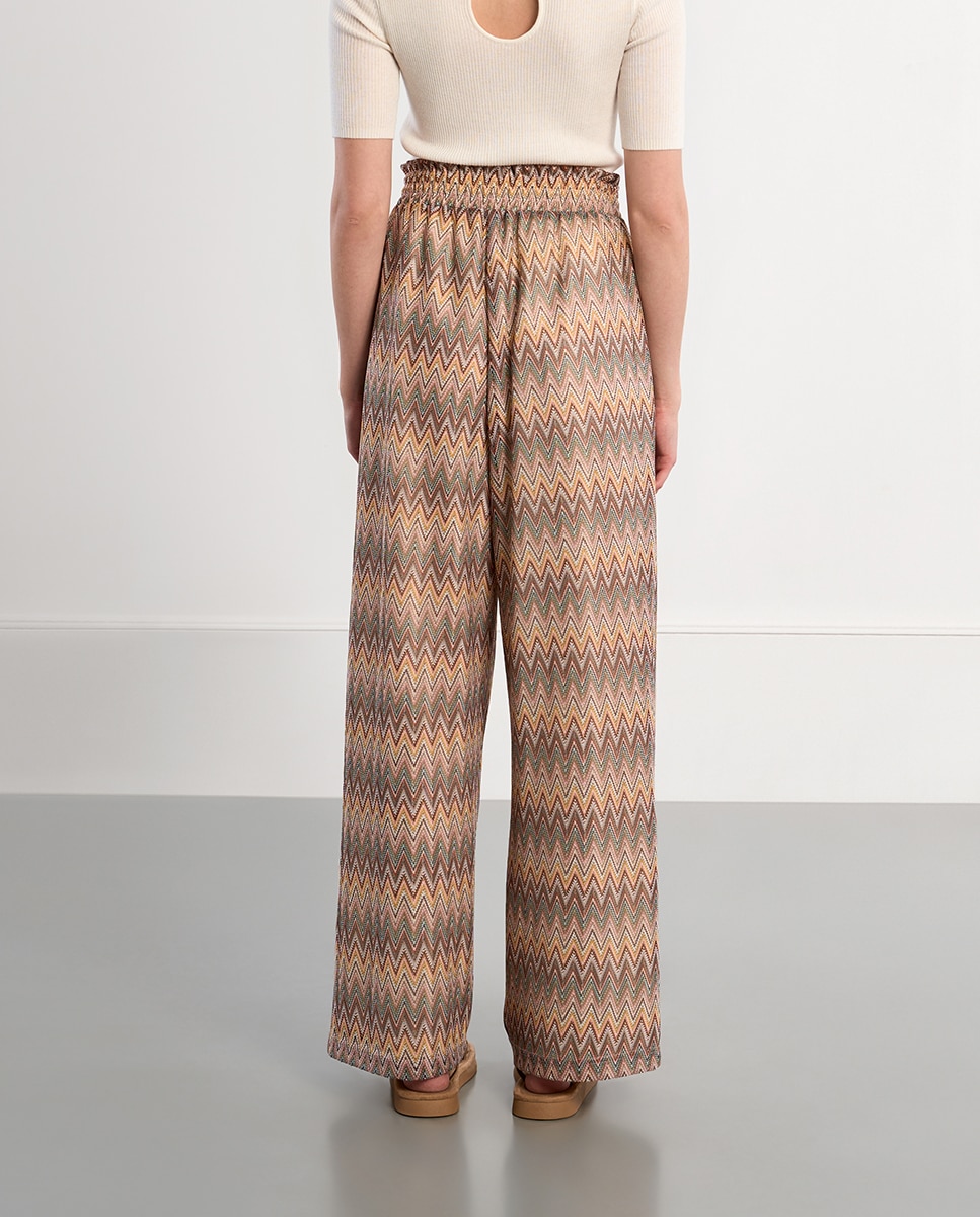 Pantalón de mujer largo con estampado multicolor Beige Lili Sidonio ...