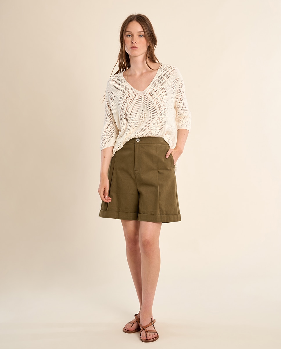 Jersey de mujer de manga larga tejido bordado Crudo Molly Bracken · El ...