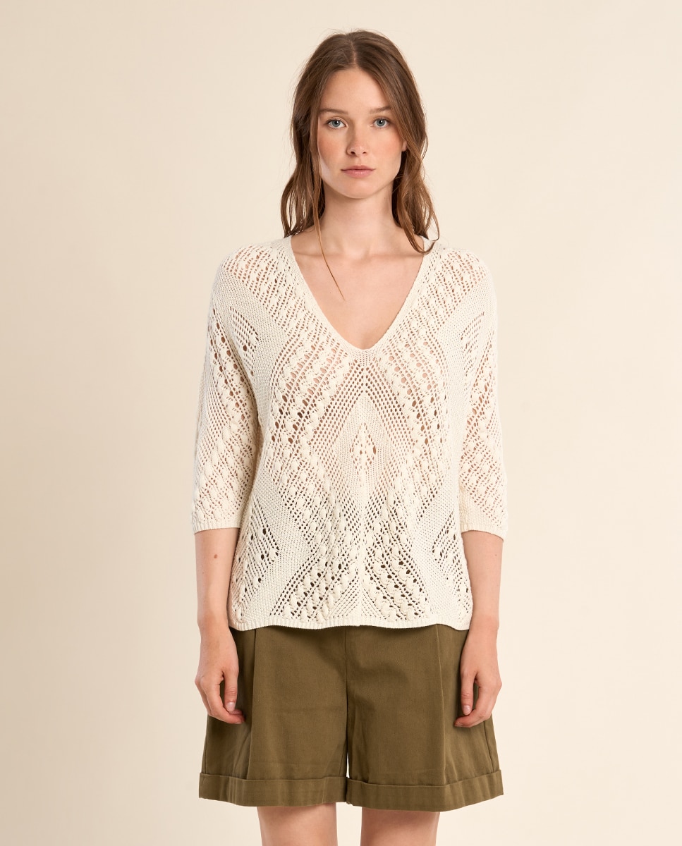 Jersey de mujer de manga larga tejido bordado Crudo Molly Bracken · El ...