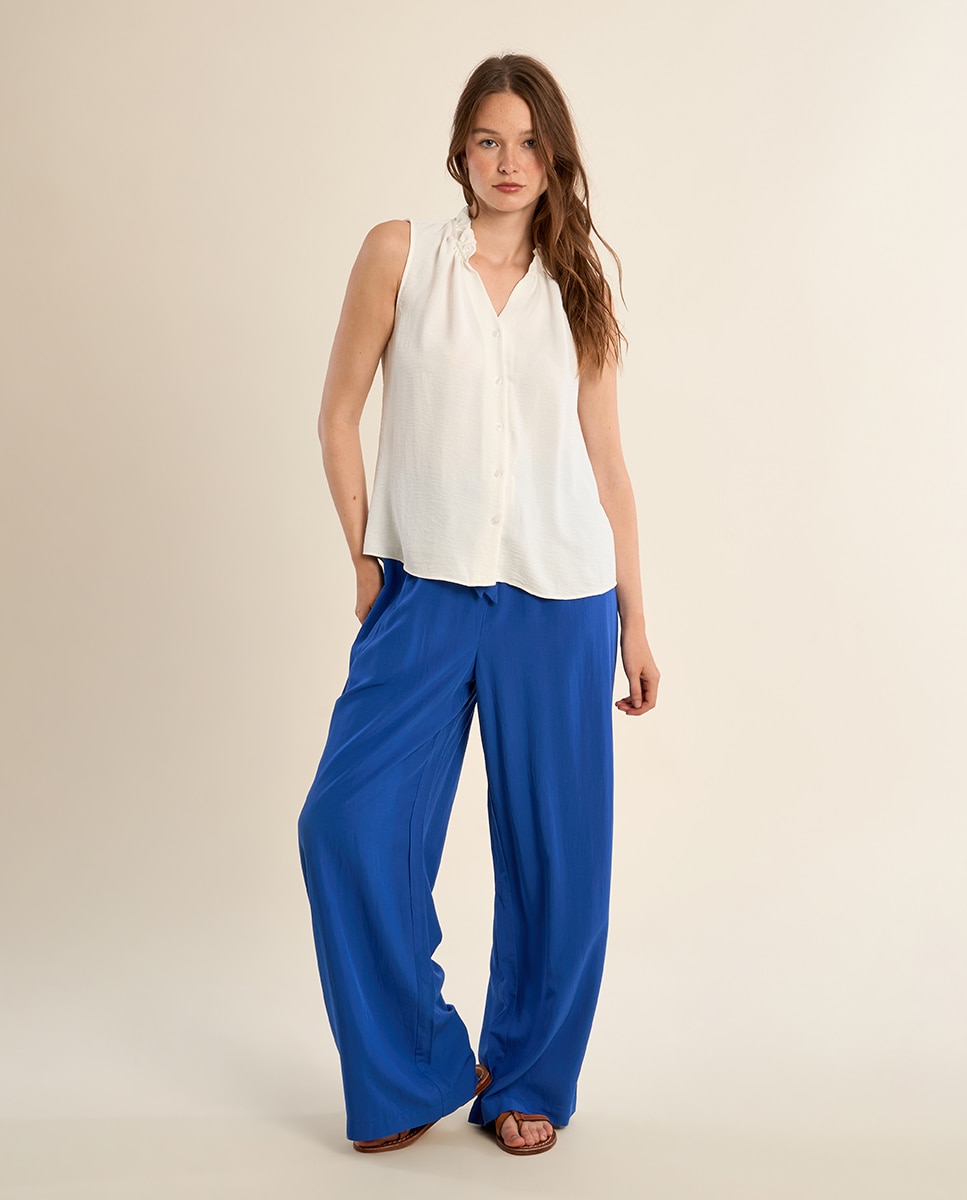 Camisa de manga sisa detalle volantes Blanco Molly Bracken · El Corte ...