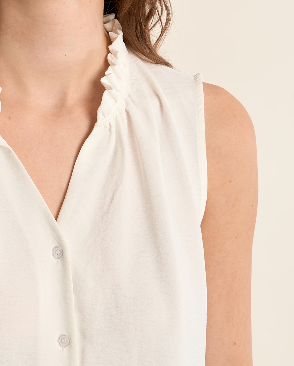 Camisa de manga sisa detalle volantes Blanco Molly Bracken · El Corte ...