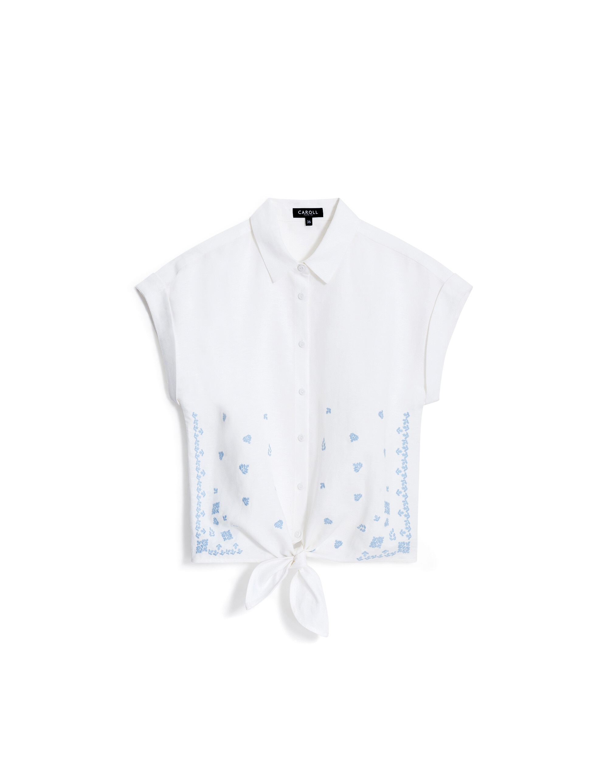 Camisa de mujer con bordado en lino Blanco Caroll · El Corte Inglés