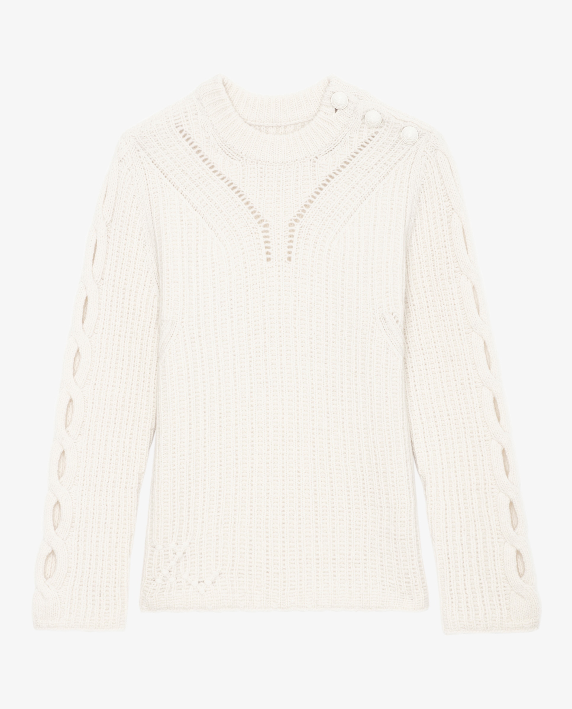 Jersey de mujer Sulky 100% Lana Merina con detalles calados Beige Zadig ...