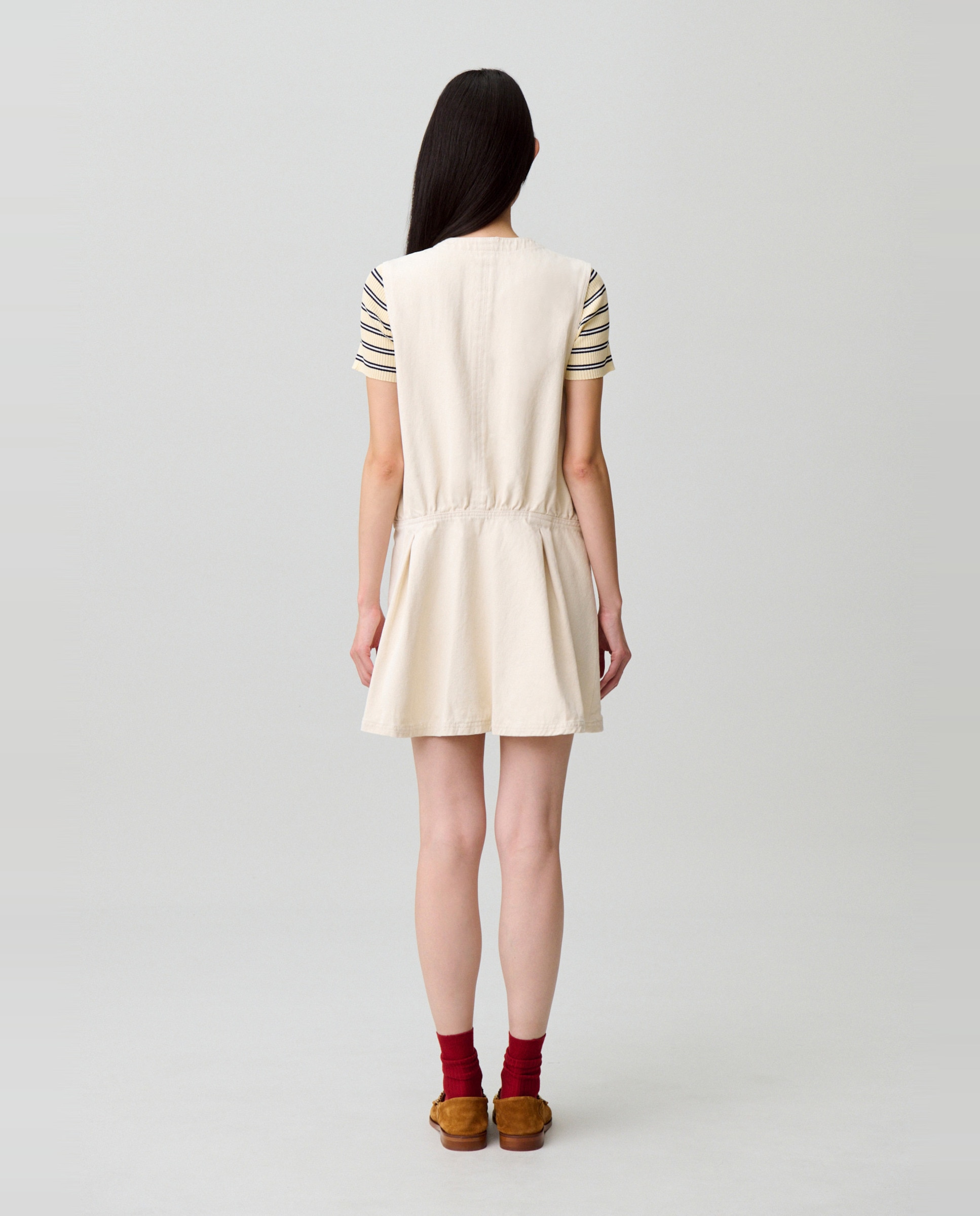 Vestido denim claro evasé plisado Crudo Claudie Pierlot · El Corte Inglés