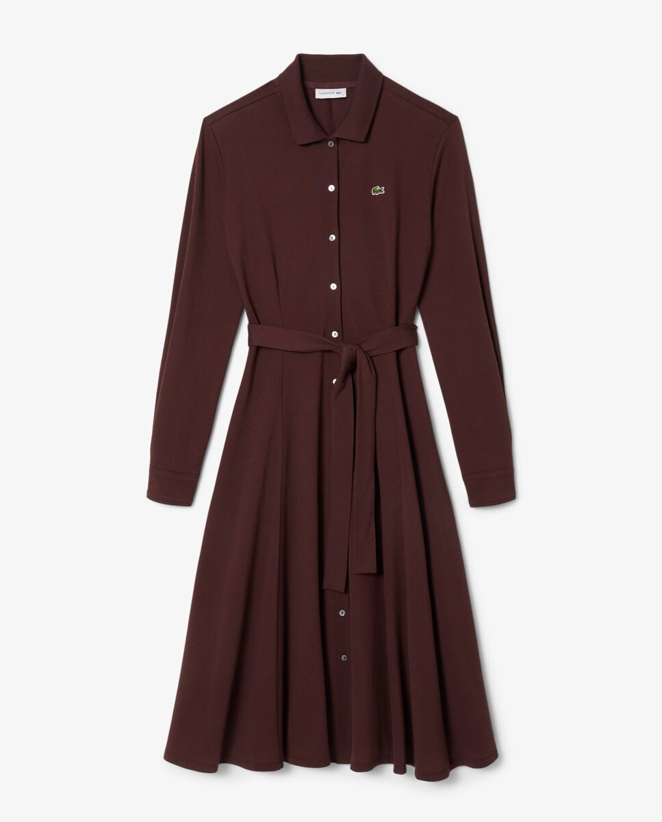 Vestido de petit piqué con Cinturón de mujer y cuello Polo de mujer en ...