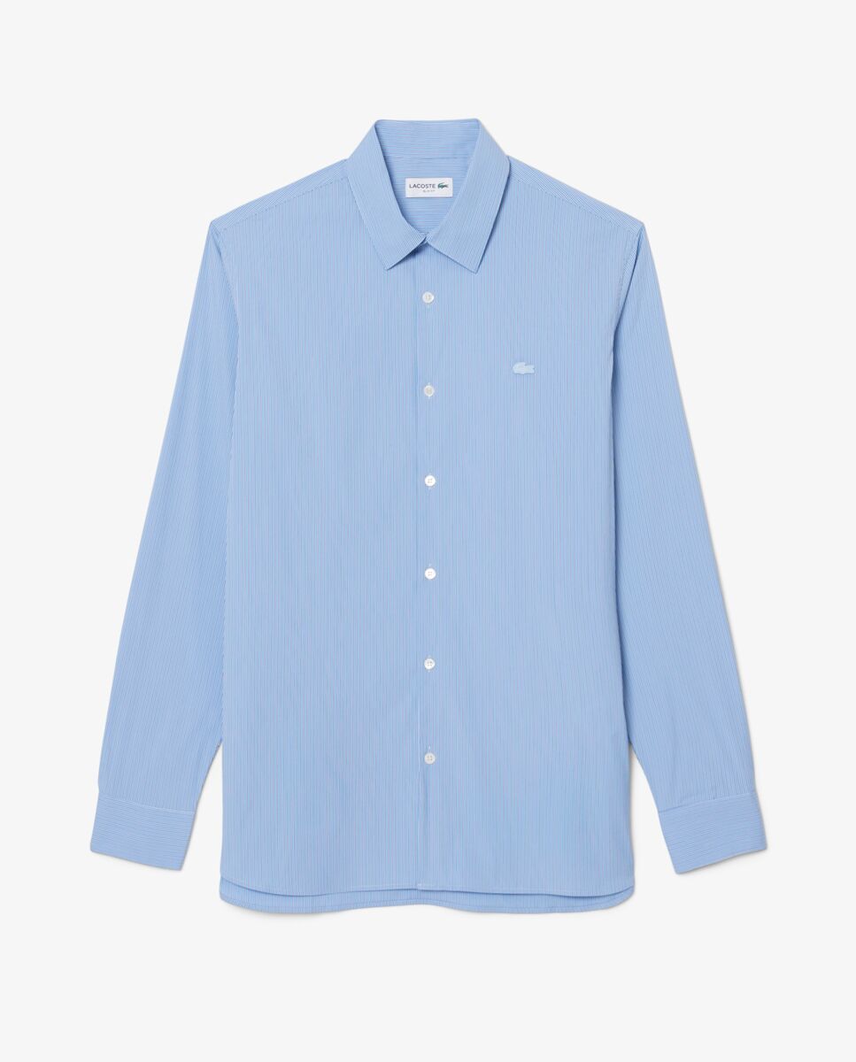 Camisa de hombre de corte ajustado de popelín elástico de rayas de ...