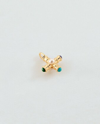 Colgante Talismans acabado en oro en forma de cruz con piedras ...