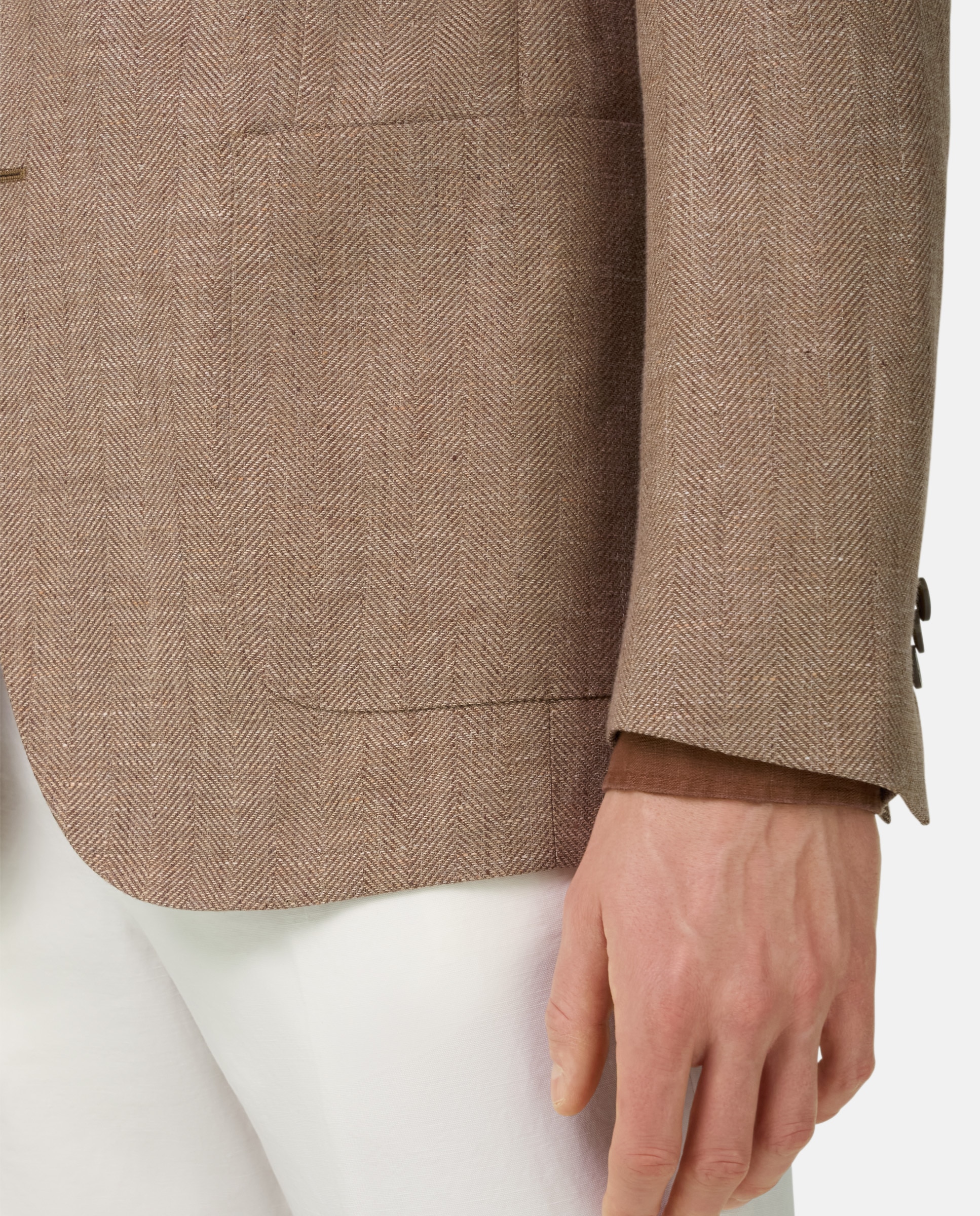 Chaqueta de espiga de lino y lana Topo · El Corte Inglés