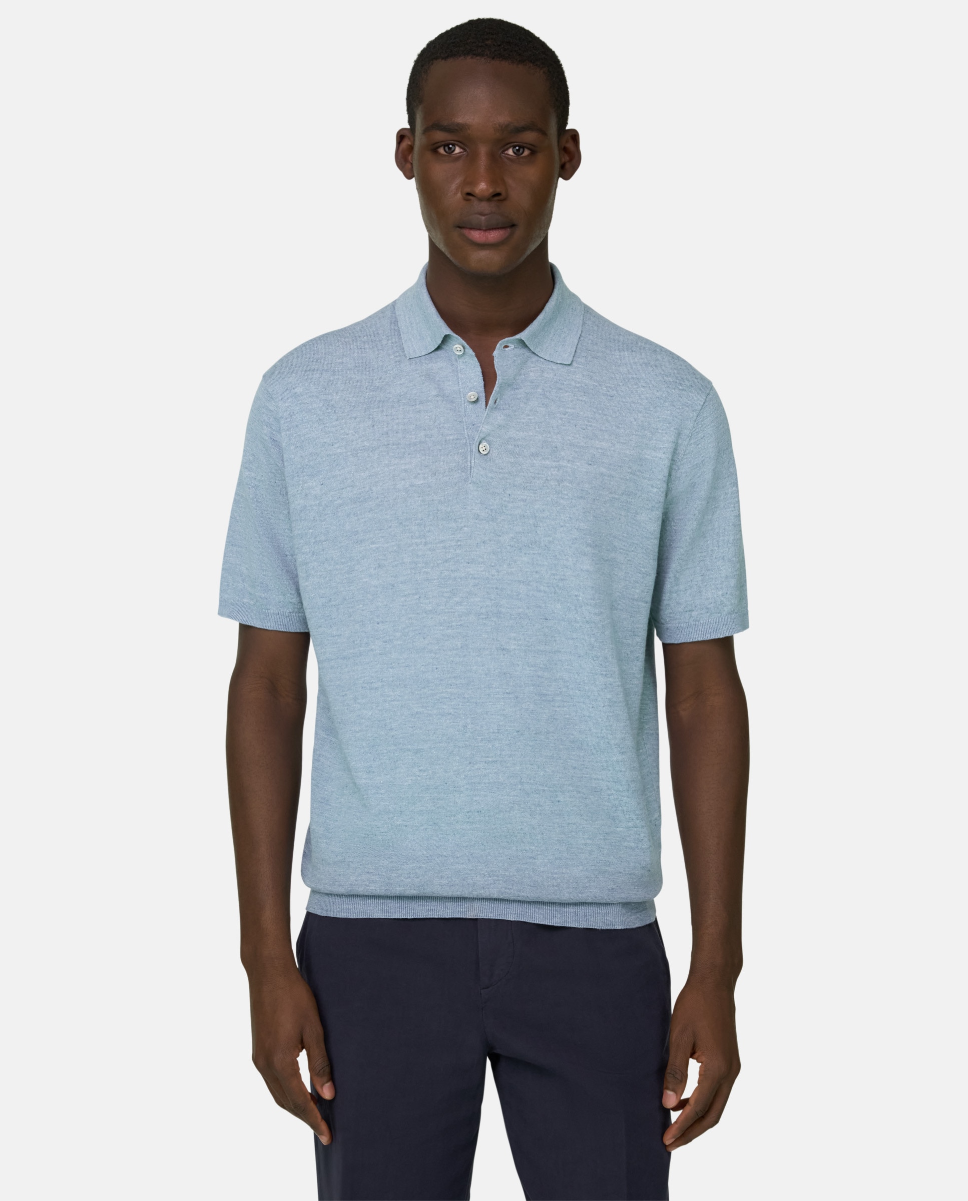 Polo de punto de lino algodón Azul claro Boggi Milano · El Corte Inglés