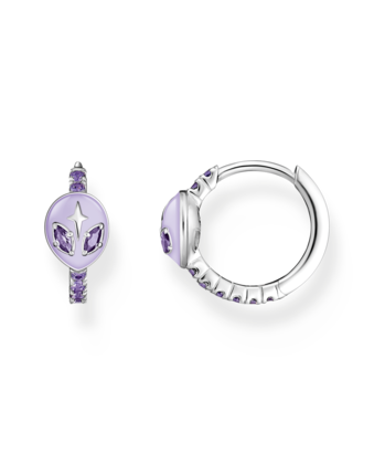 Aro de plata con cabeza de alien esmalte en frío y piedras violetas ...