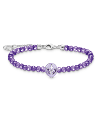 Pulsera en plata de cuentas con cabeza de alien y esmalte en frío de ...