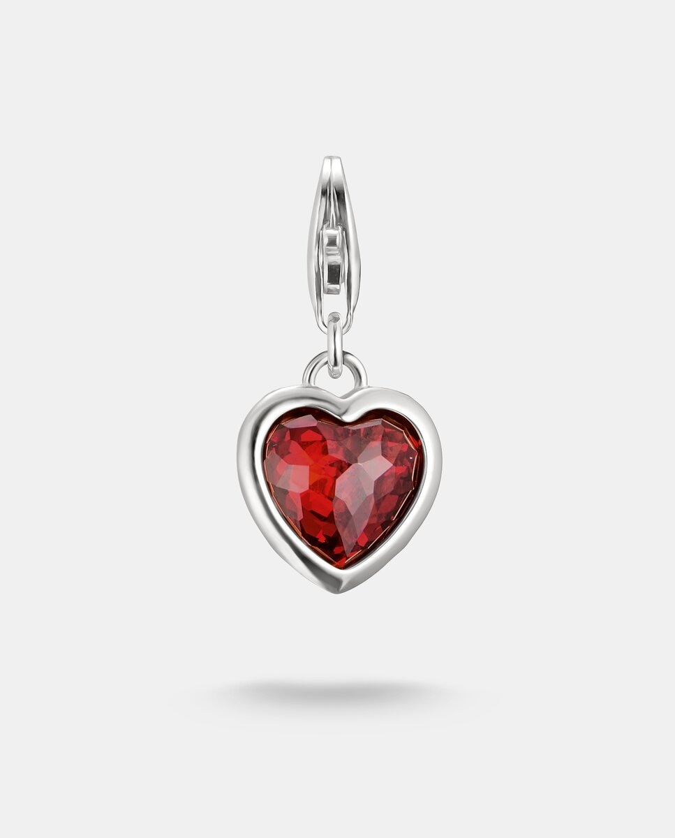 Charm de plata con una piedra roja en talla corazón Plata Thomas Sabo ...