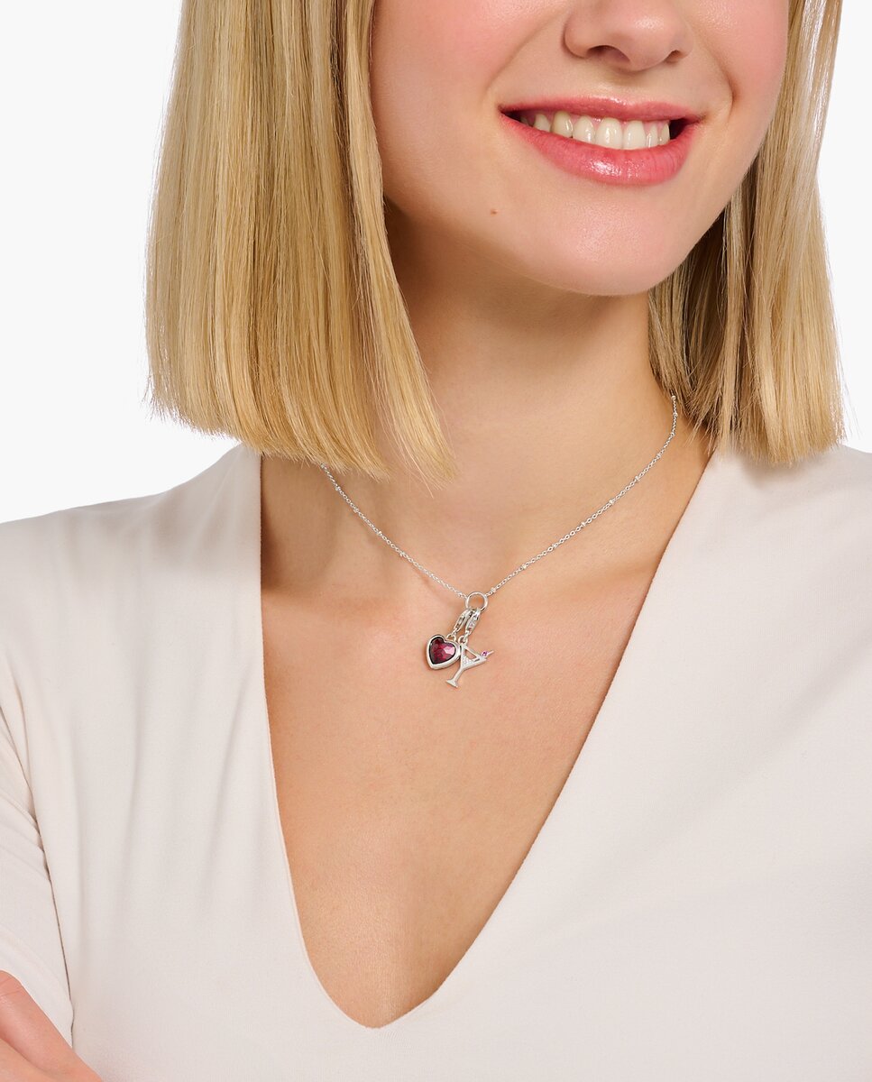 Charm de plata con una piedra roja en talla corazón Plata Thomas Sabo ...