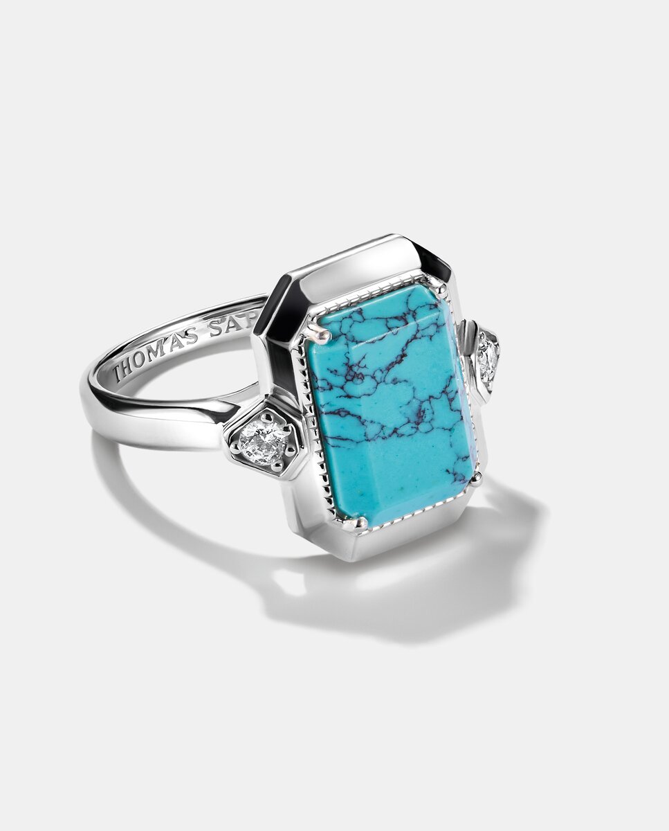 Anillo piedra turquesa imitación Elyndra plata Azul océano / Turquesa ...