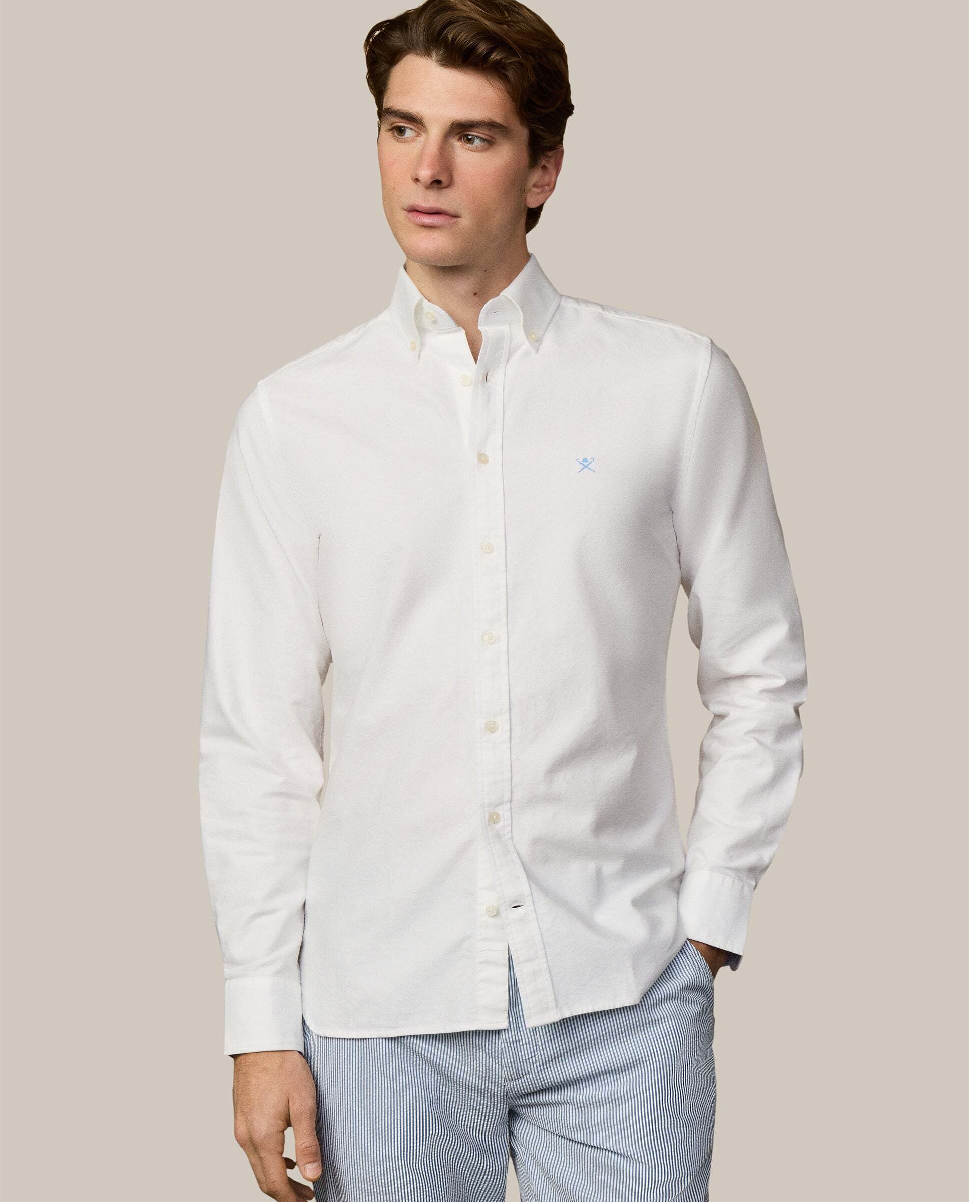 Camisa oxford de hombre con logo fit clásico Blanco · El Corte Inglés