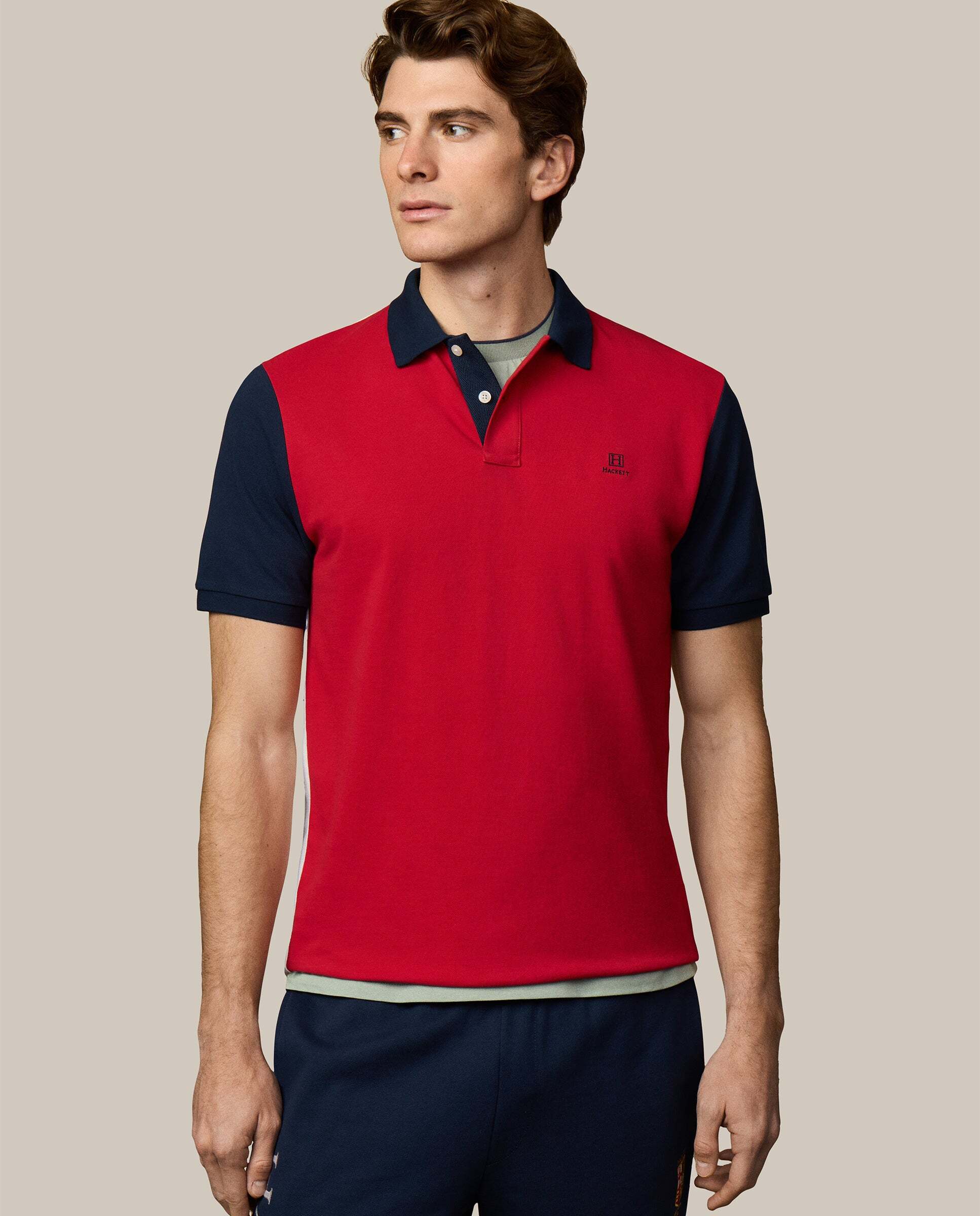 Polo de hombre color block manga corta fit clásico Rojo · El Corte Inglés